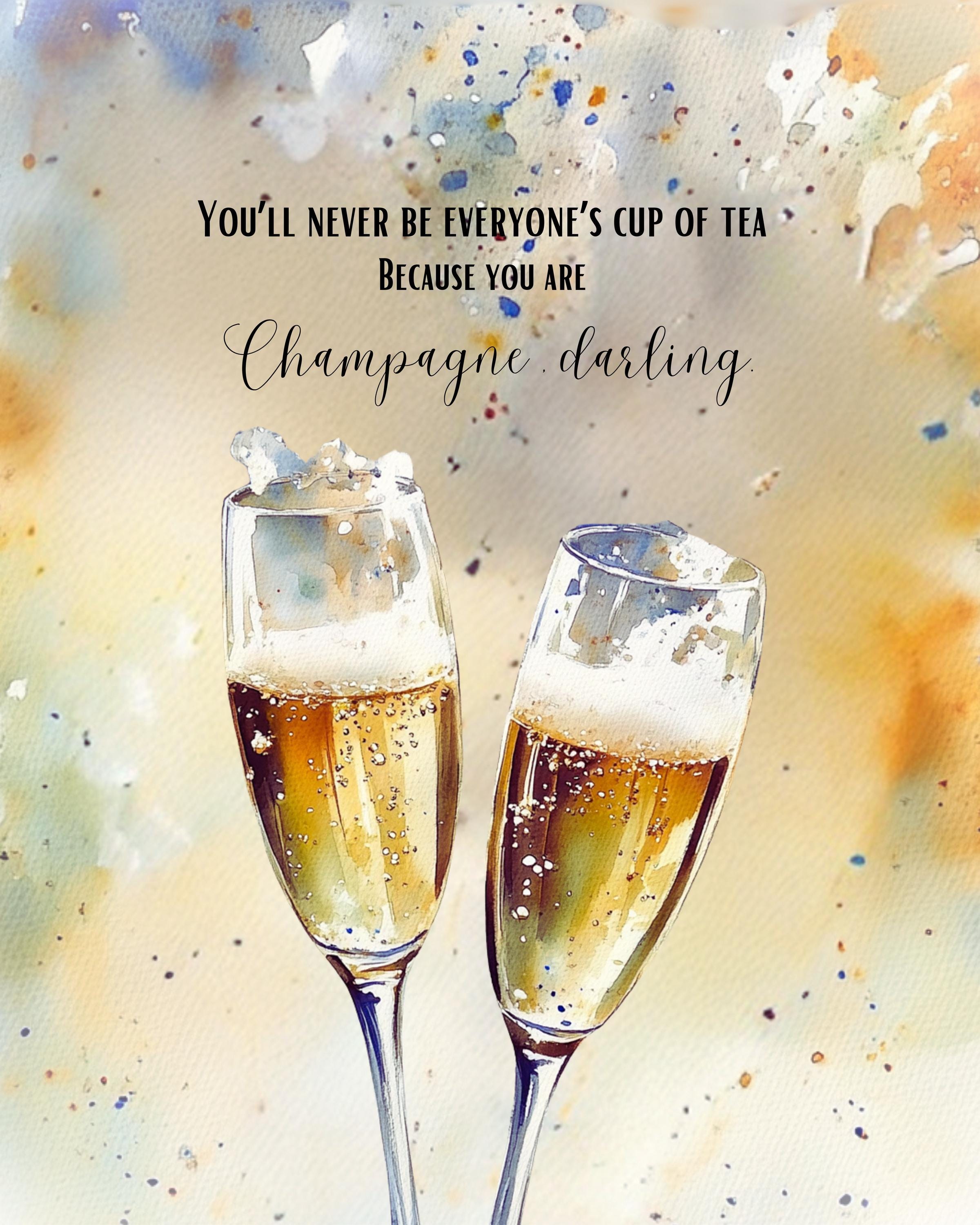 Champagne Darling Inspirational Art Print: Modern Home Decor (digital ...