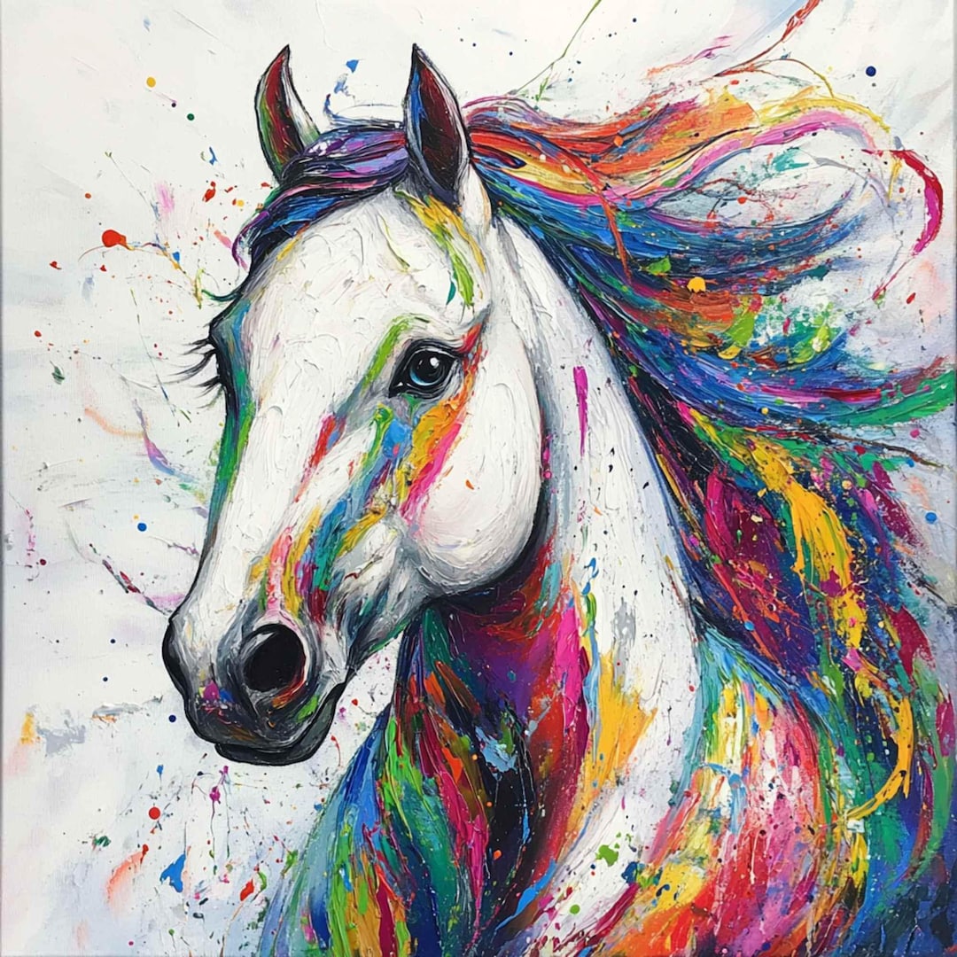 Beautiful Colorful Horse Digital Painting, Printable Digital Download ...