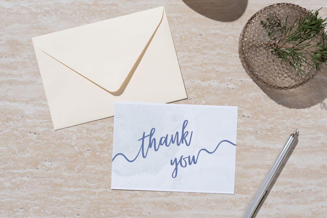 Thank You Card Blue and Mint Printable - Etsy