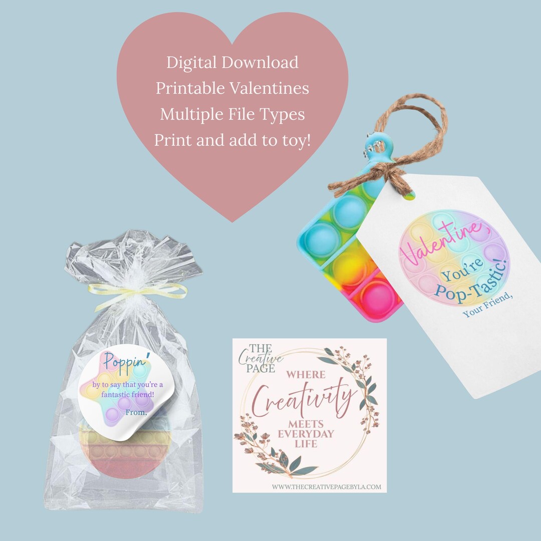 Pop-it, Pop-tastic, Poppin' Valentine's Day Card/label/tag for Kids ...