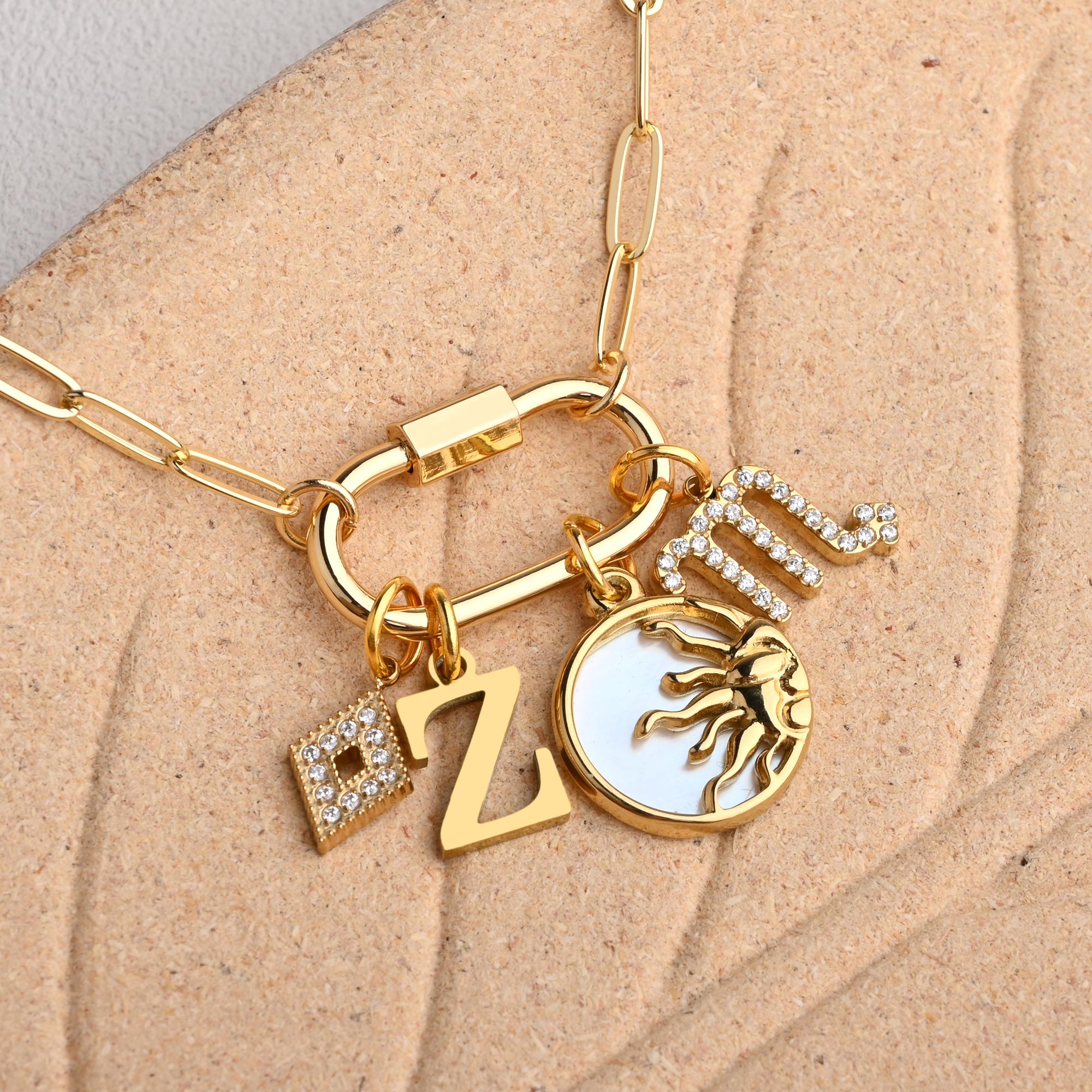 Trendy Charm Necklace Changeable Charm, Carabiner Custom Charm Necklace ...