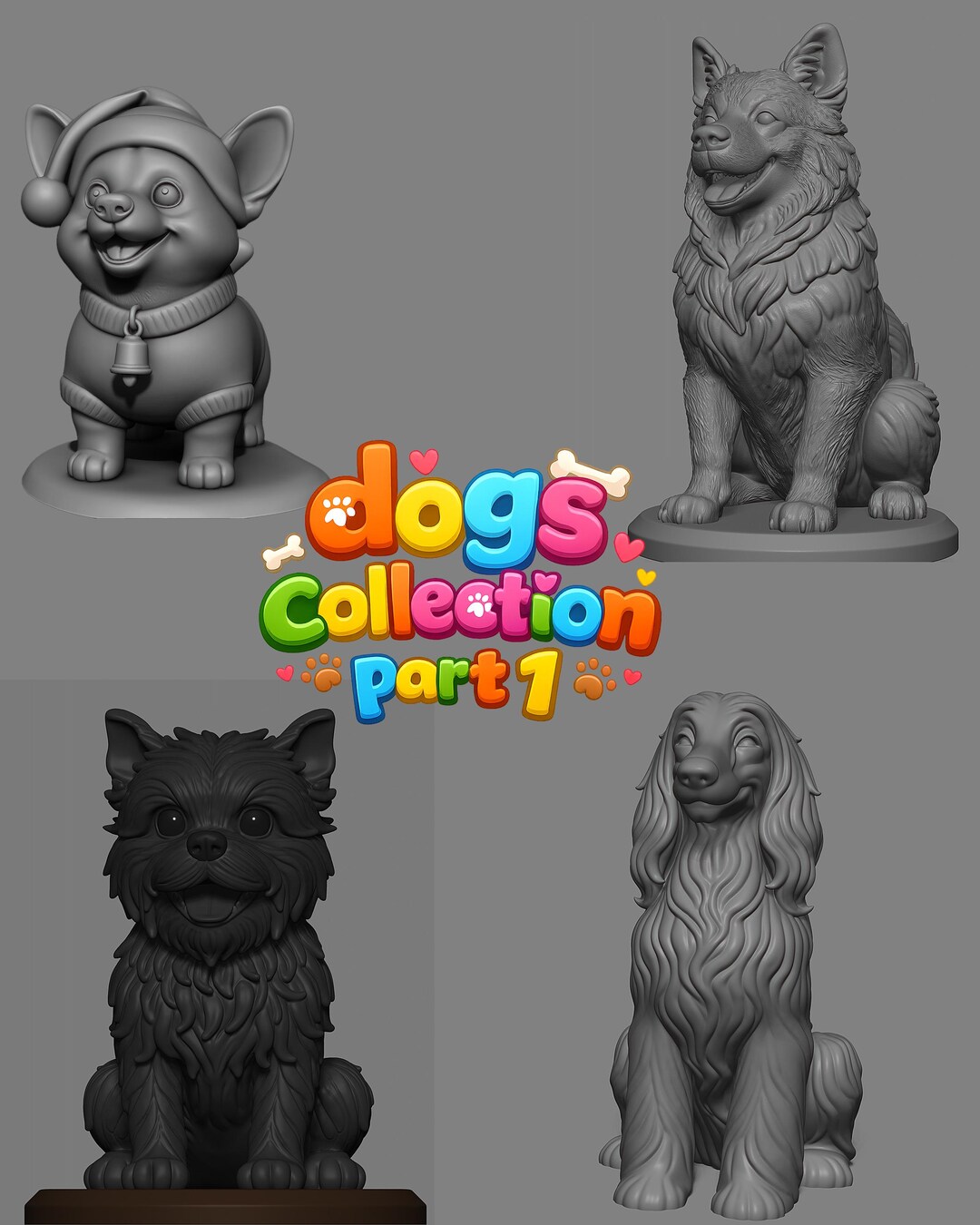 Dogs Collection – Part 1 3D Printable STL Model (digital Download) - Etsy