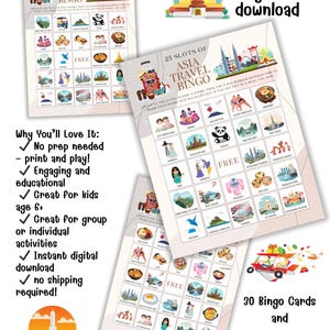 Asia Travel Bingo Game - 30 Printable Geography Activity for Kids ...