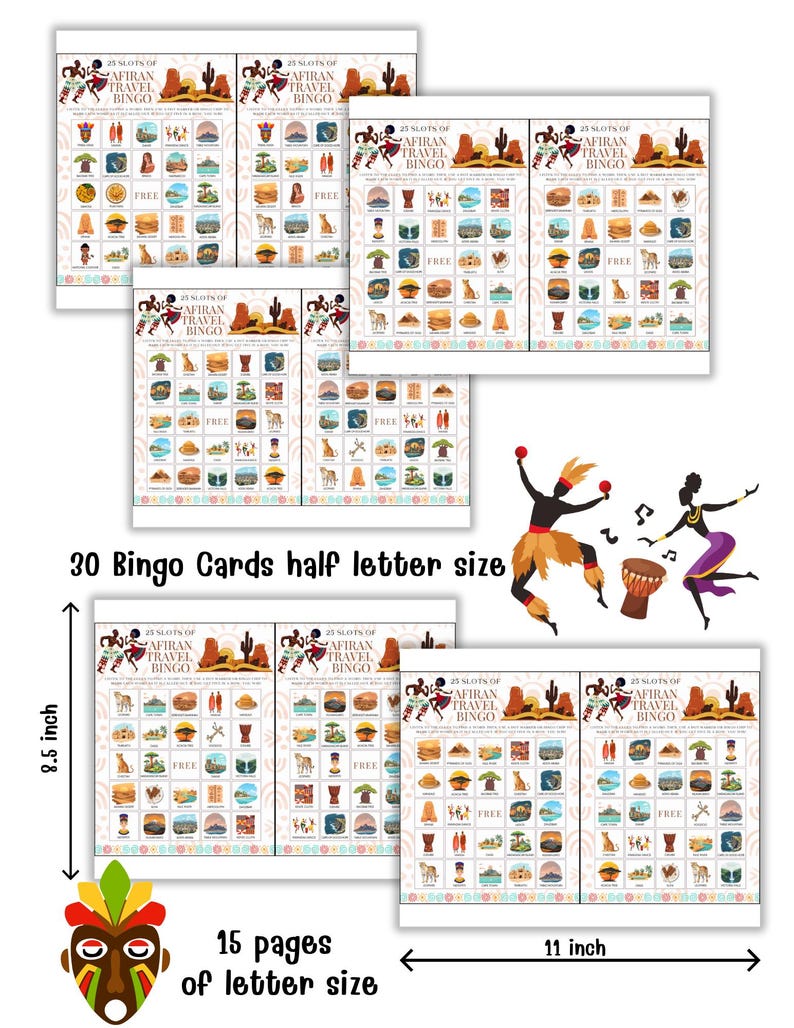 African Culture Bingo Game: Printable Educational Kids Activity ...
