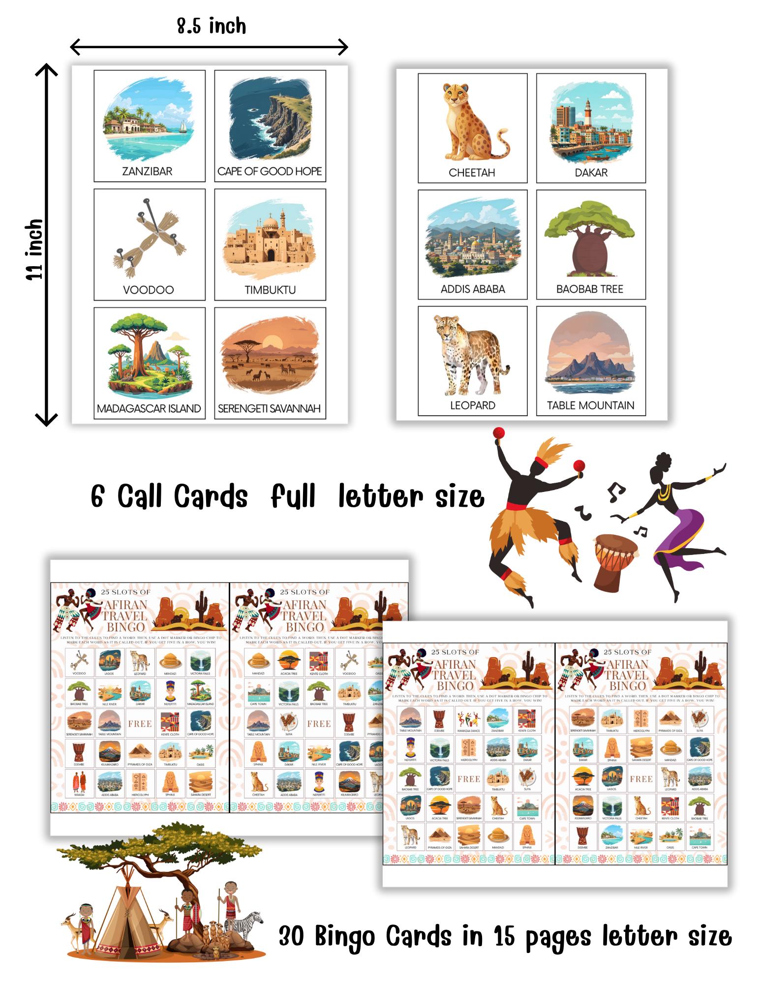 African Culture Bingo Game: Printable Educational Kids Activity ...