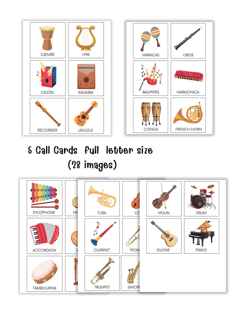 Musical Instruments Bingo Game | Music Class Printable | Kids Music ...