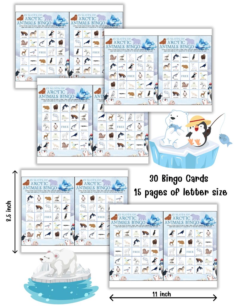 Arctic Animals Bingo Game – Printable Educational Winter Activity for ...