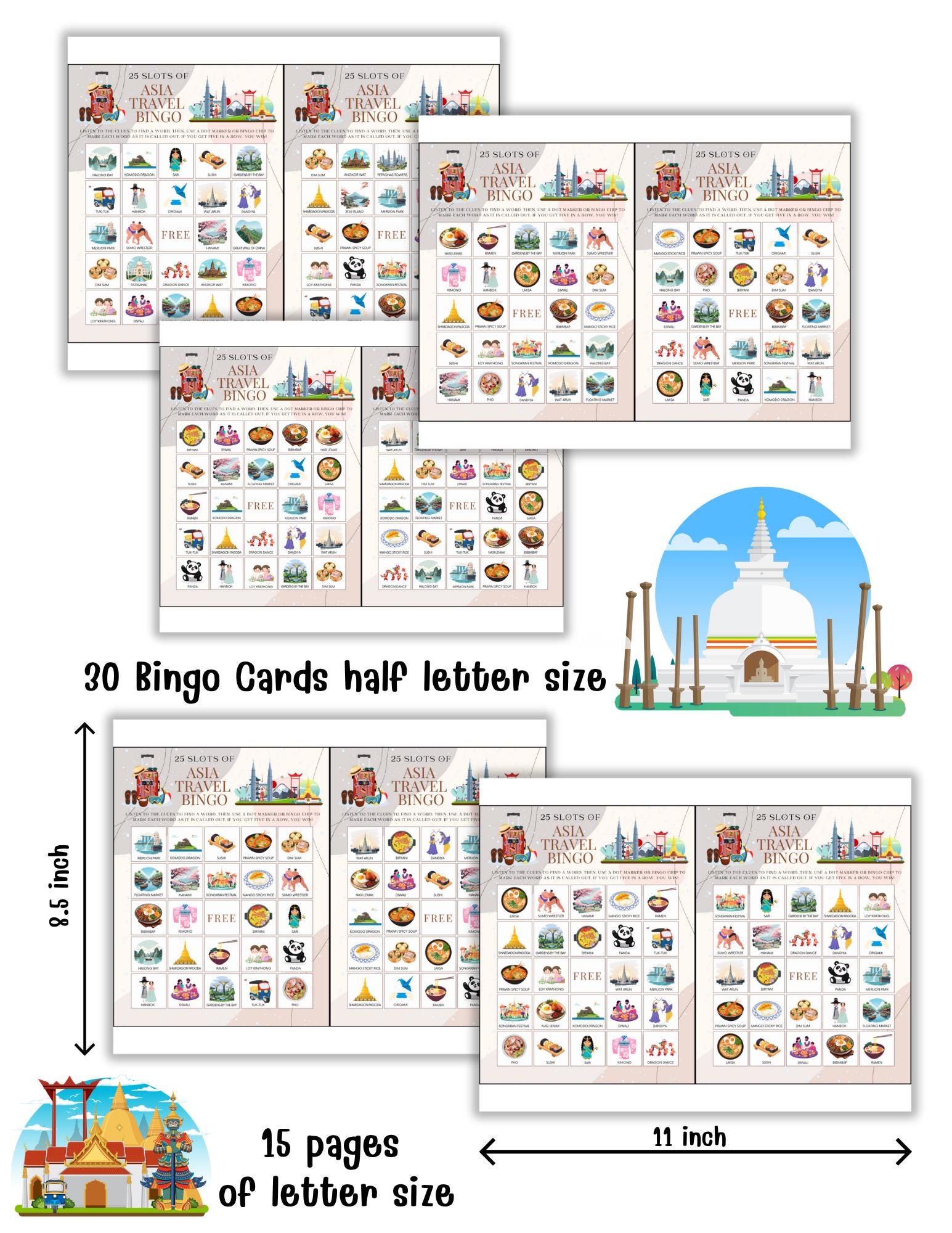 Asia Travel Bingo Game: Printable Geography Activity for Kids (PDF ...