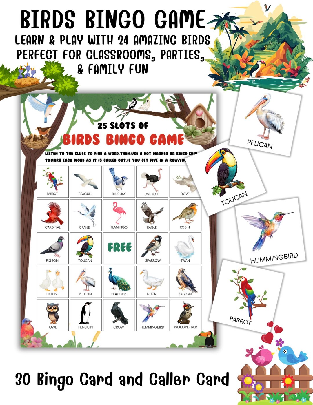 Bird Bingo Game Printable – Educational Nature Activity for Kids | Fun ...