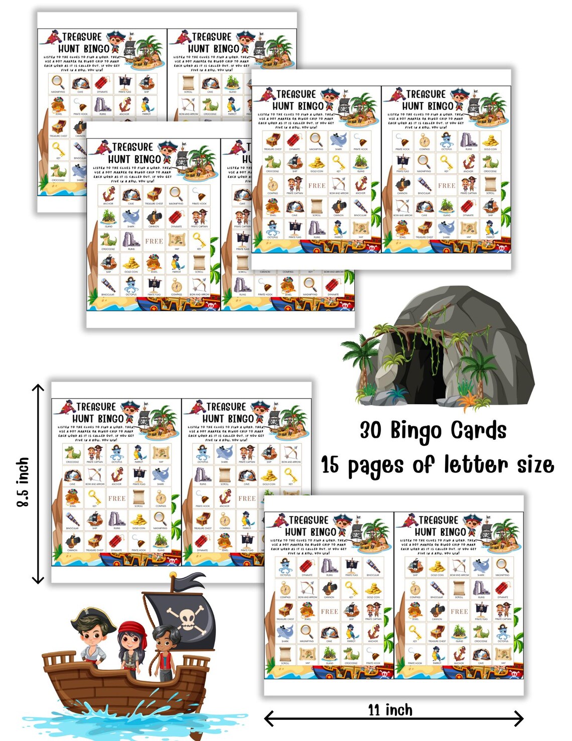 Treasure Hunt Bingo Game – Pirate Theme Printable for Kids | Classroom ...