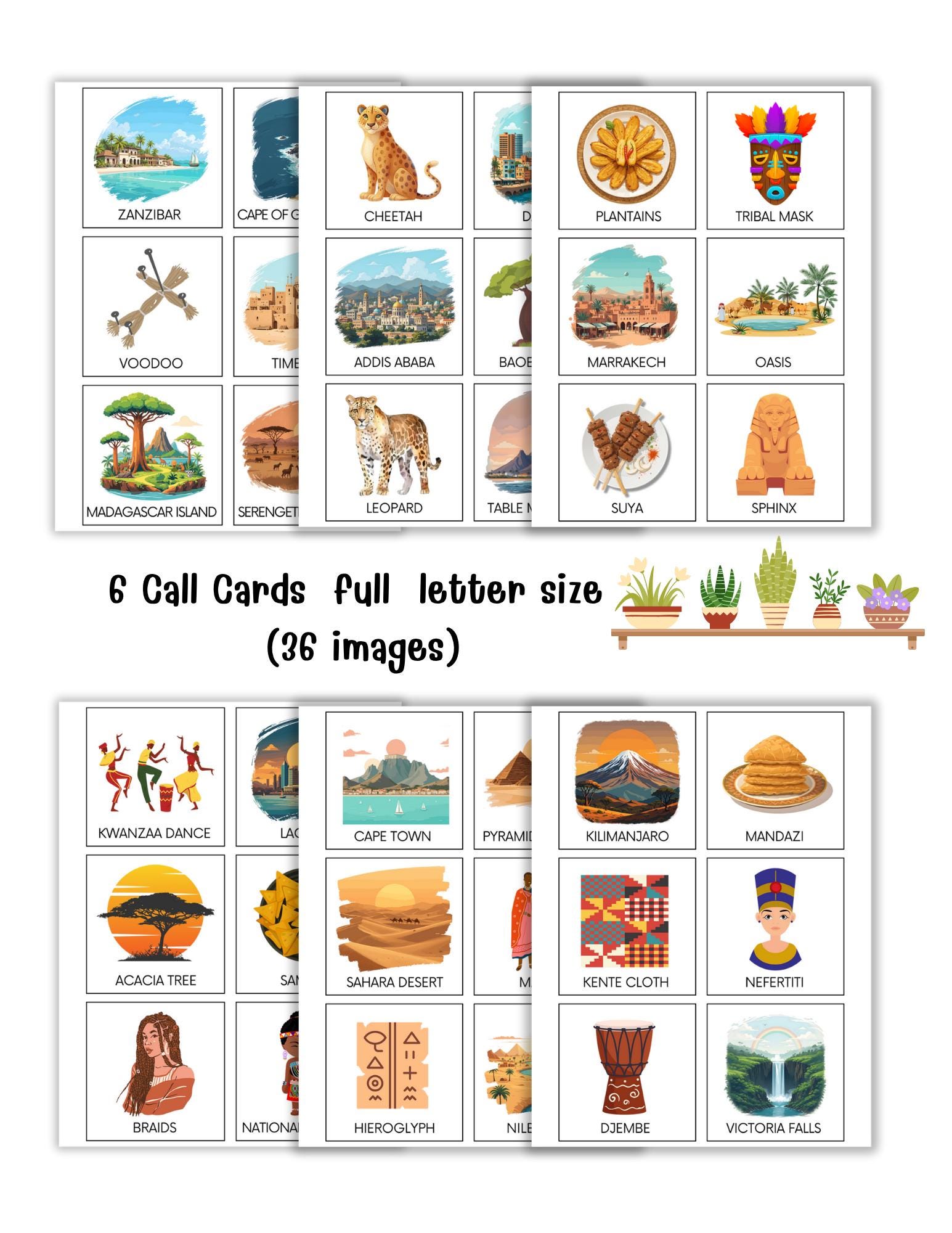 African Culture Bingo Game: Printable Educational Kids Activity ...