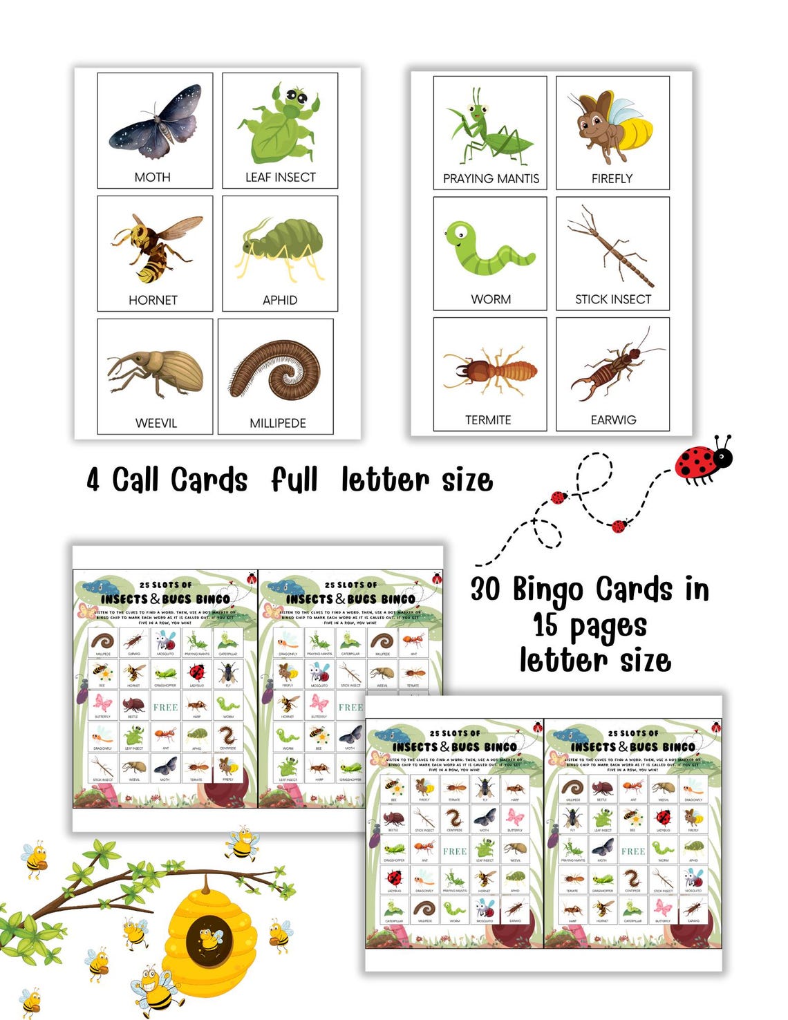 Insects and Bugs Bingo Game | Printable Bug Bingo for Kids | Spring ...