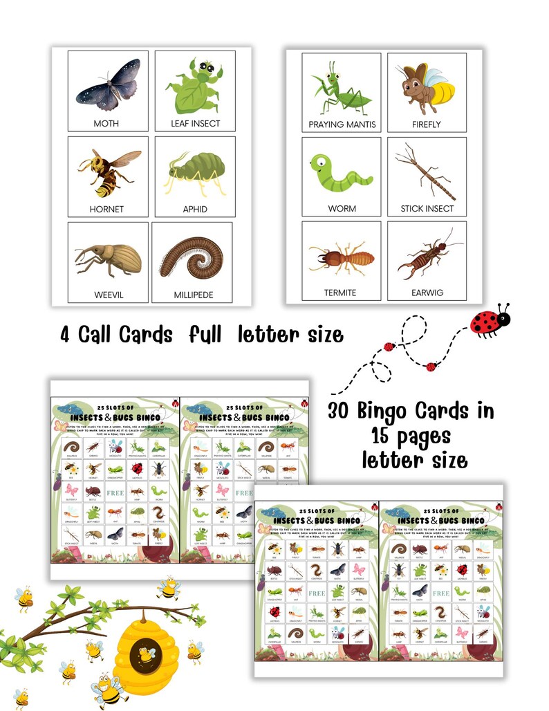Insects and Bugs Bingo Game | Printable Bug Bingo for Kids | Spring ...