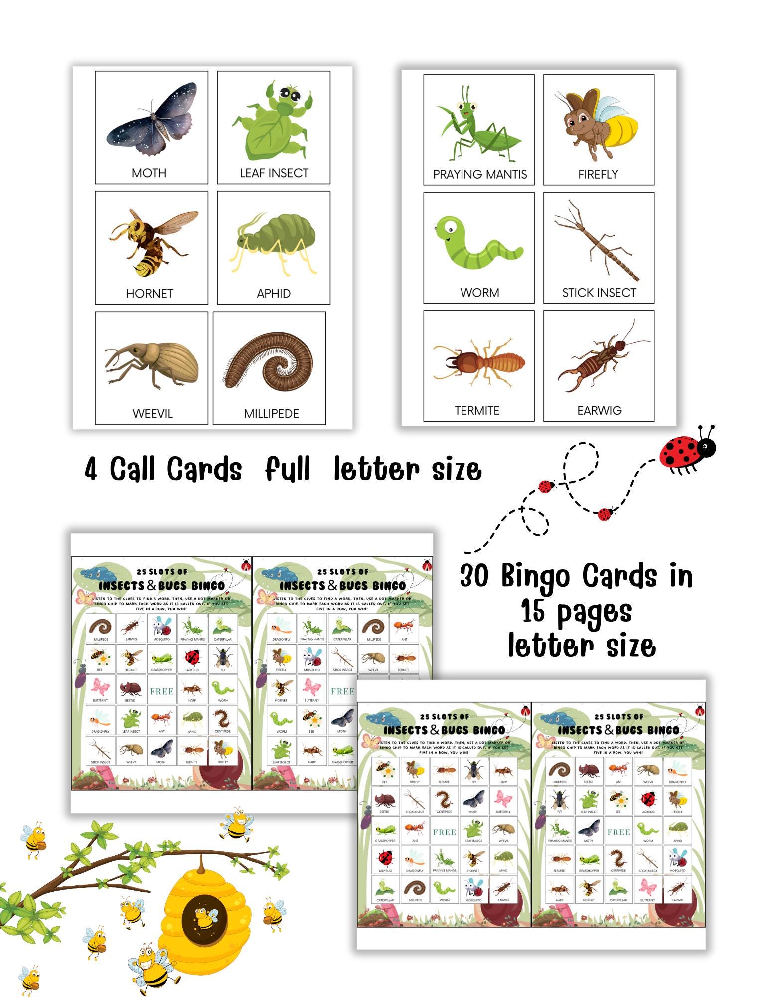 Insects and Bugs Bingo Game | Printable Bug Bingo for Kids | Spring ...