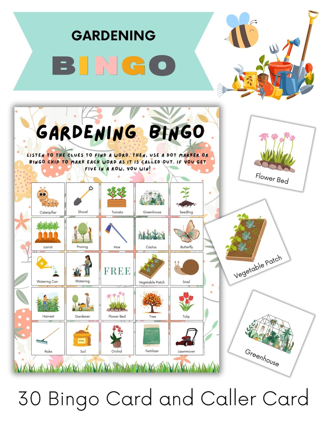 Gardening Bingo Game – Printable Nature Activity for Kids | Garden ...