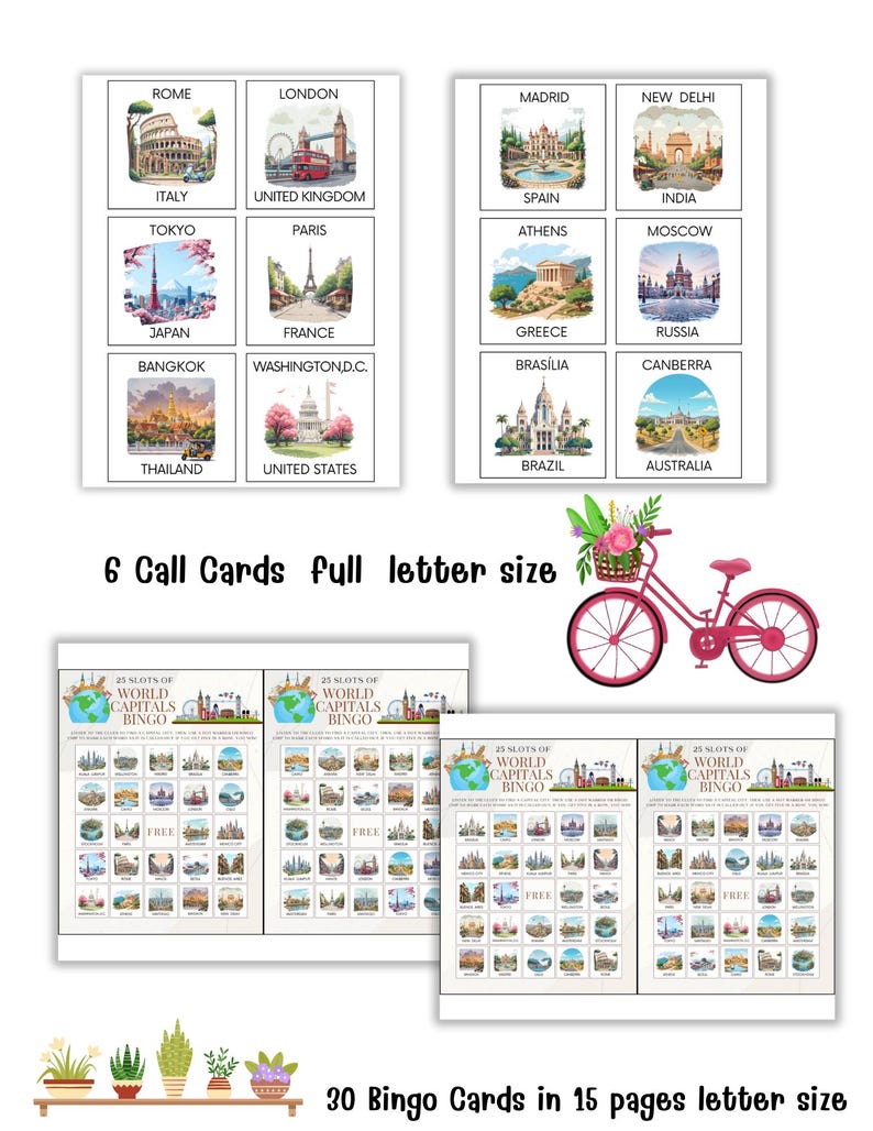 World Capitals Bingo Game: Printable Geography Activity for Kids (PDF ...