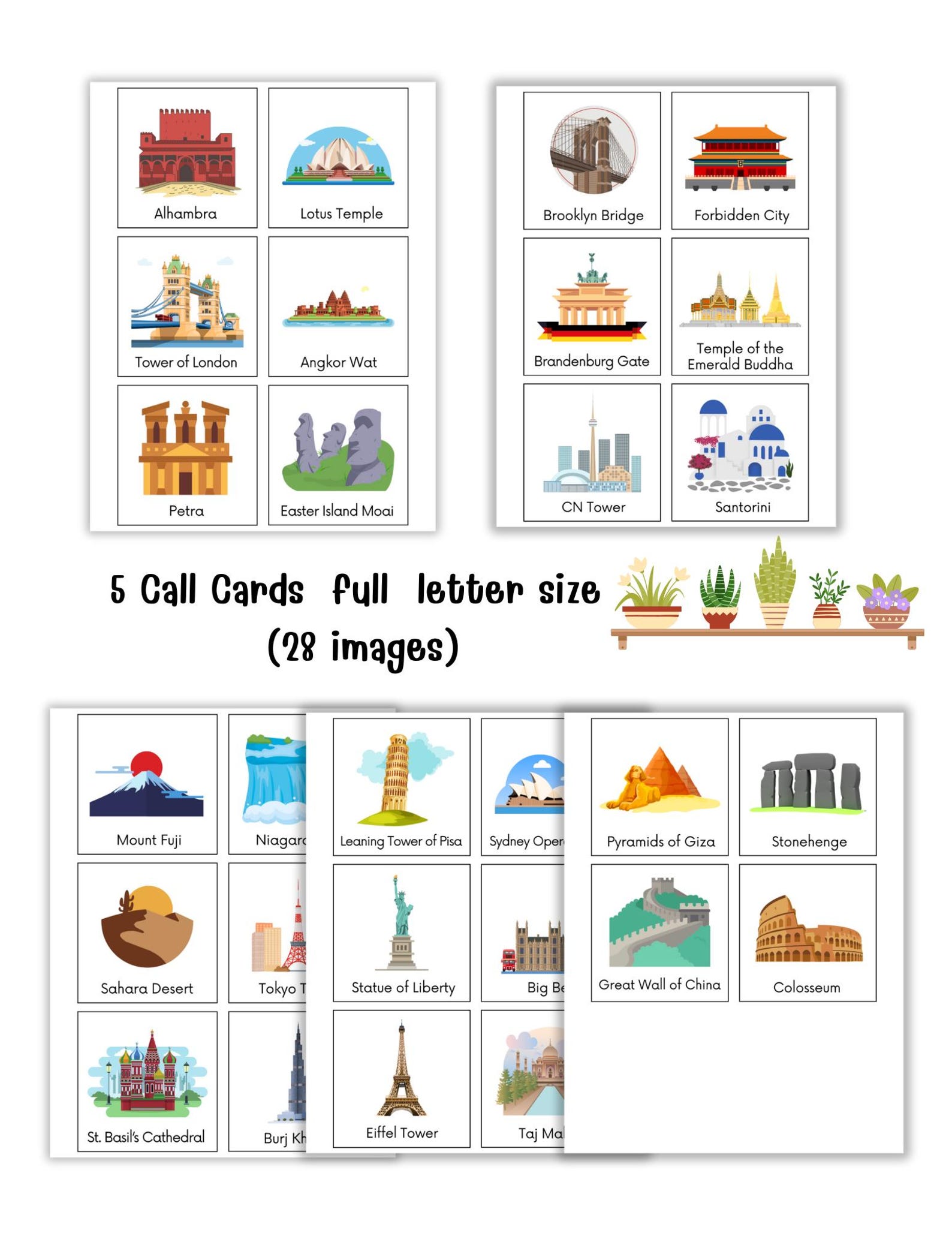 World Landmarks Bingo | Fun & Educational Bingo Game for Kids - Etsy
