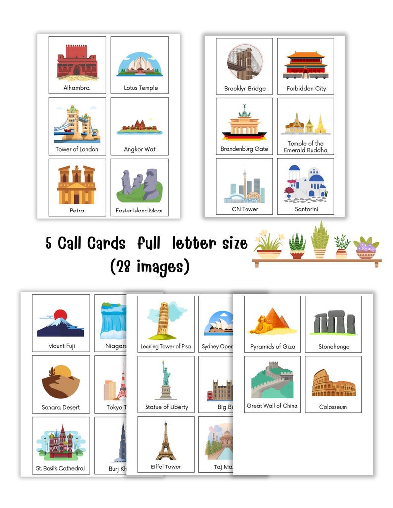 World Landmarks Bingo | Fun & Educational Bingo Game for Kids - Etsy