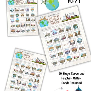 World Capitals Bingo Game: Printable Geography Activity for Kids (PDF ...