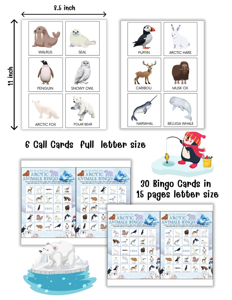 Arctic Animals Bingo Game – Printable Educational Winter Activity for ...