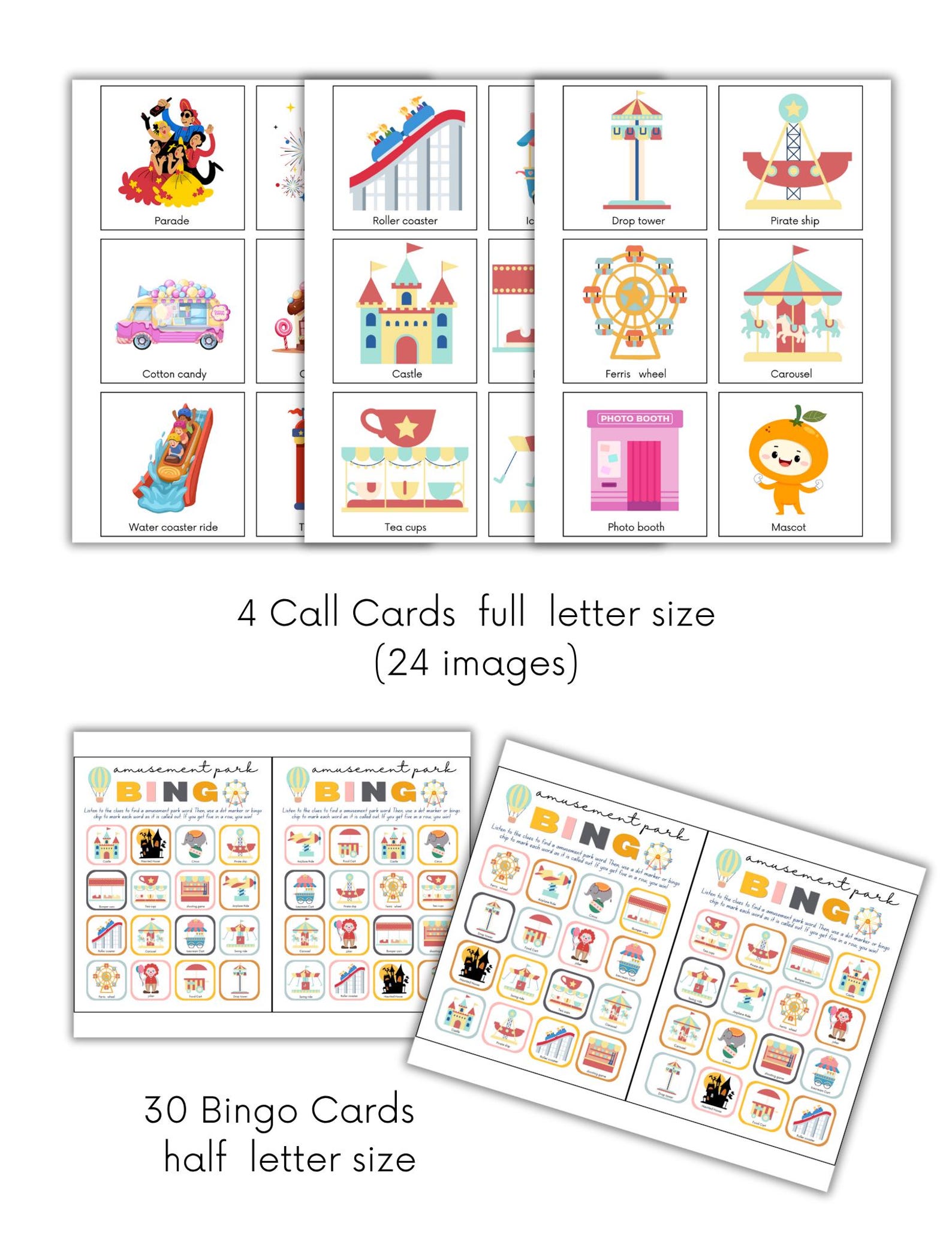 Amusement Park BINGO Game Printable | Fun Classroom & Homeschool Game ...