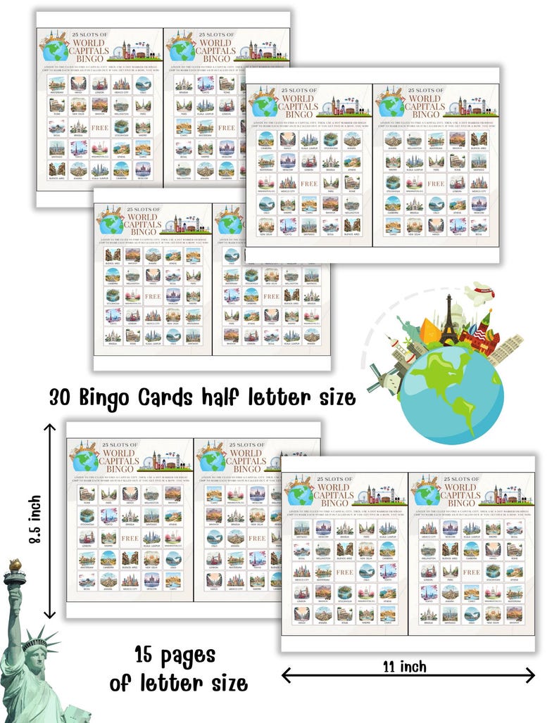 World Capitals Bingo Game: Printable Geography Activity for Kids (PDF ...
