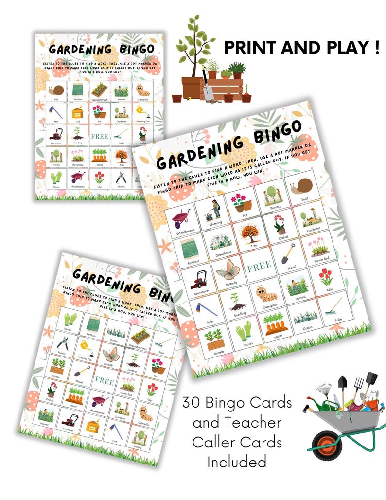 Gardening Bingo Game – Printable Nature Activity for Kids | Garden ...