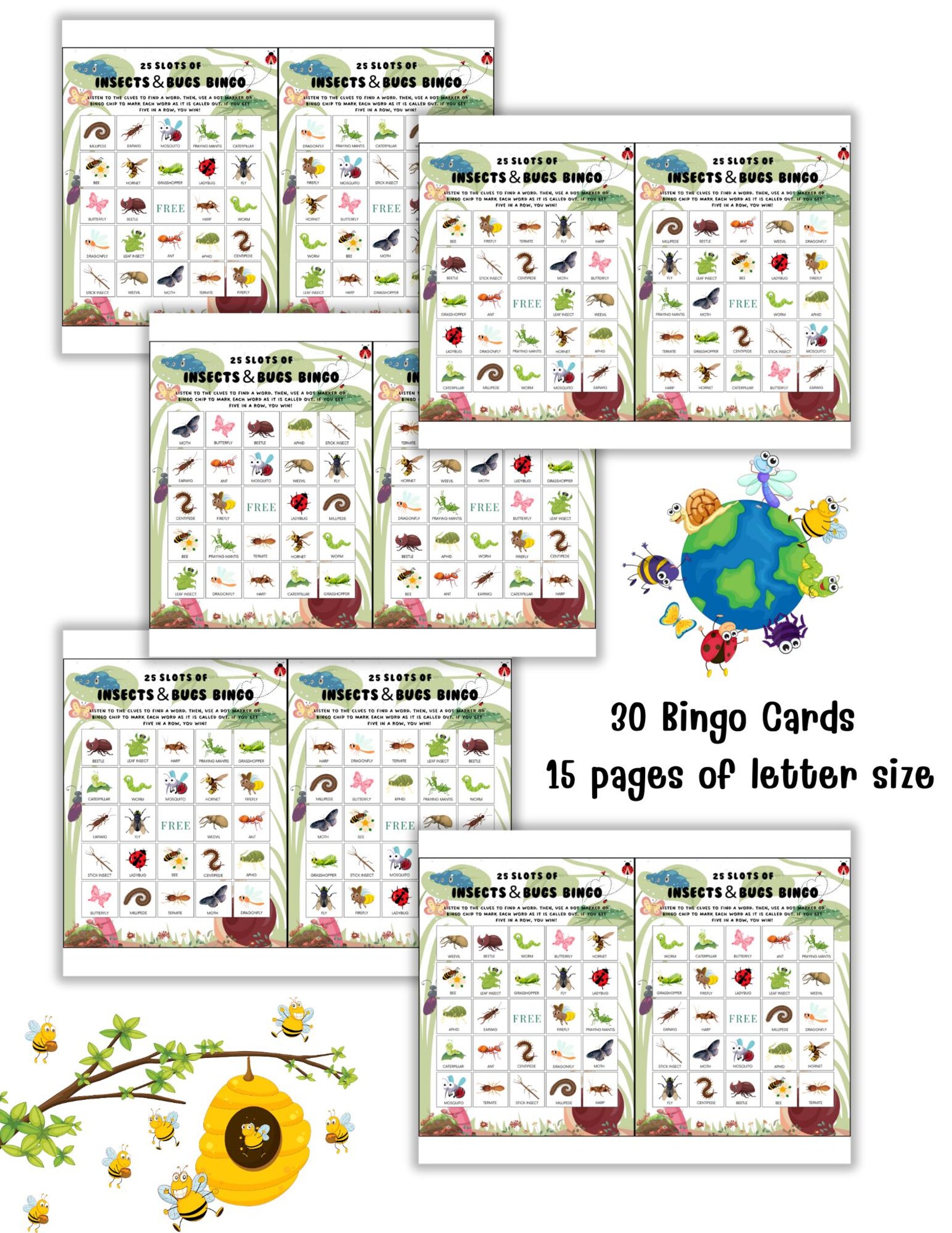 Insects and Bugs Bingo Game | Printable Bug Bingo for Kids | Spring ...