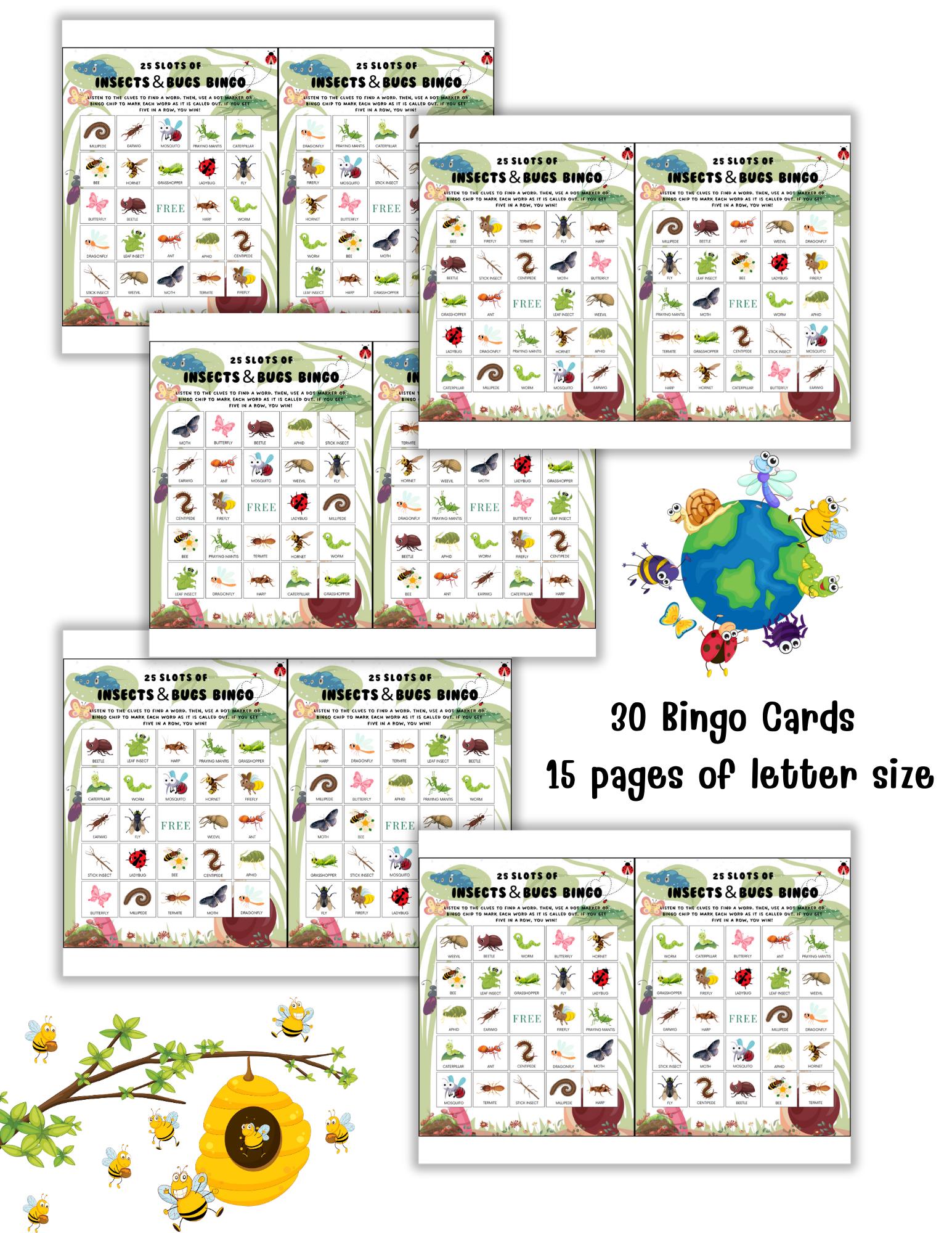 Insects and Bugs Bingo Game | Printable Bug Bingo for Kids | Spring ...