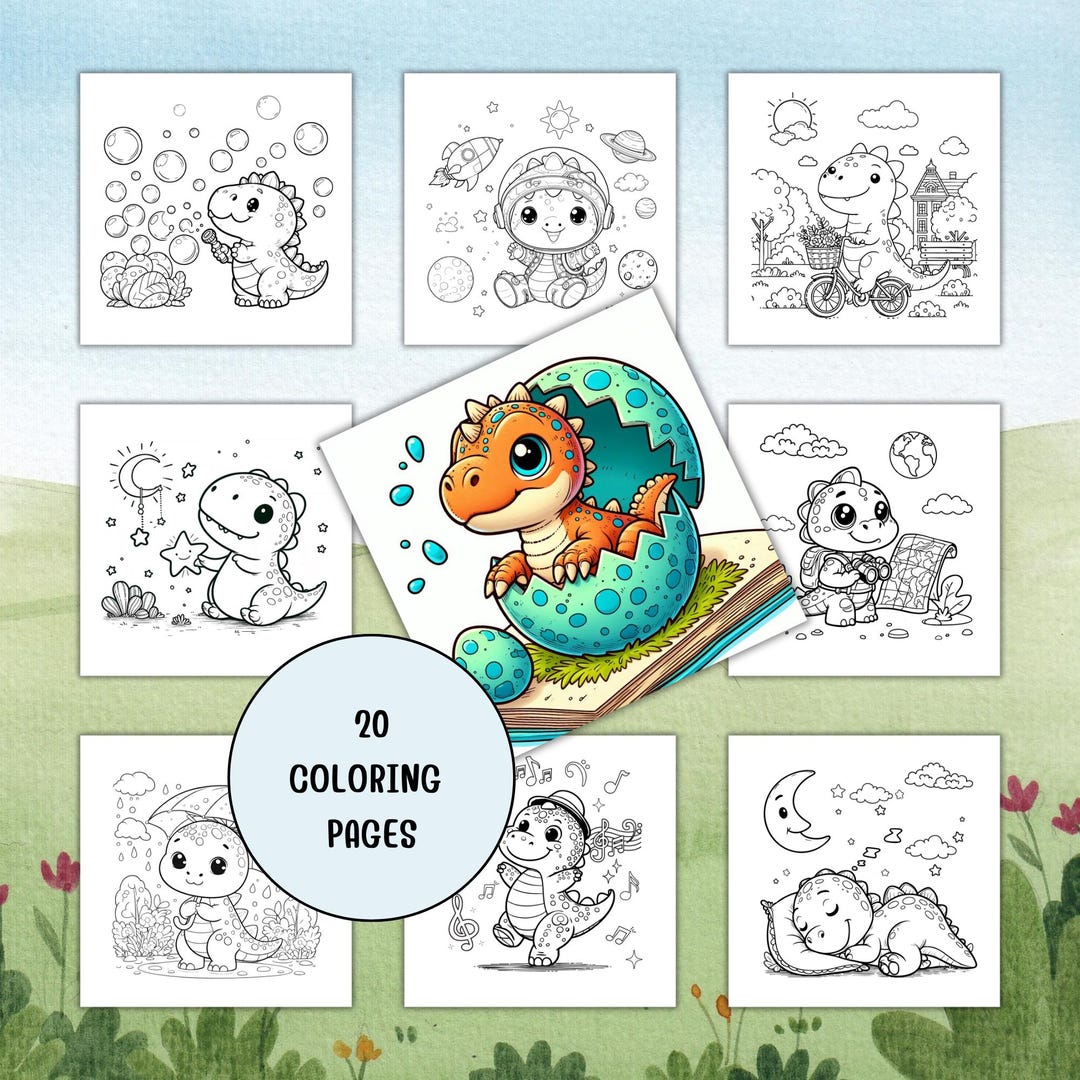 Cute Dinosaurs Coloring Book for Kids – 20 Fun Pages! - Etsy