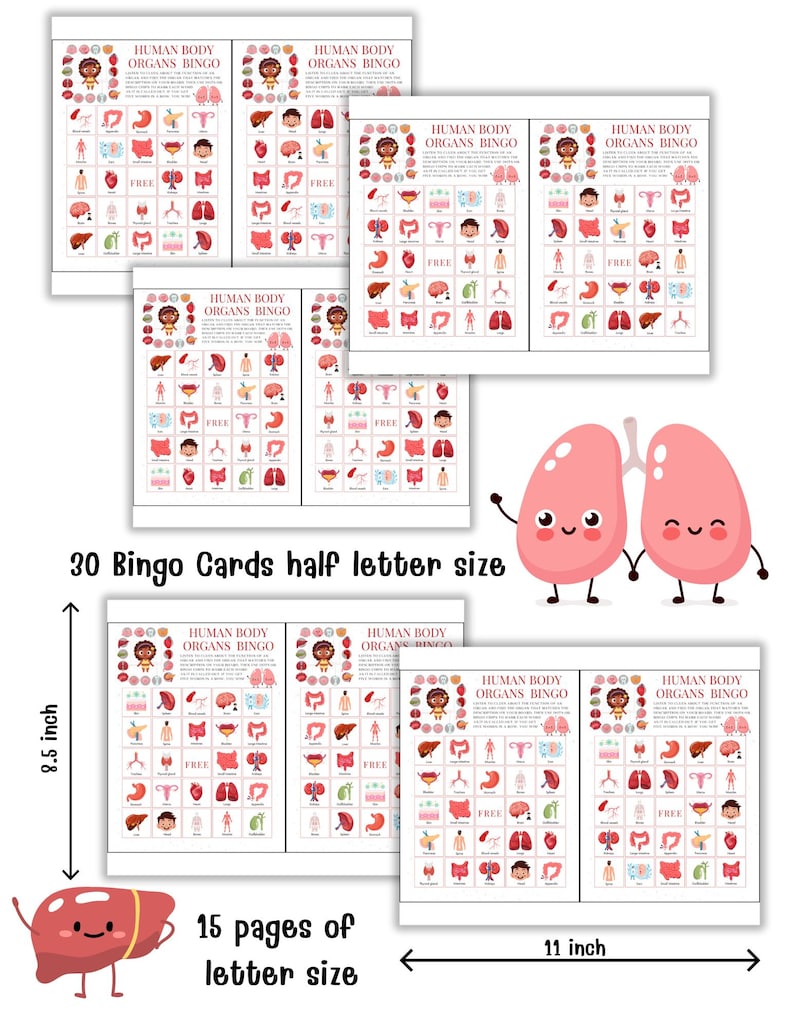 Printable Human Body Bingo Game for Kids | Anatomy Learning Activity ...