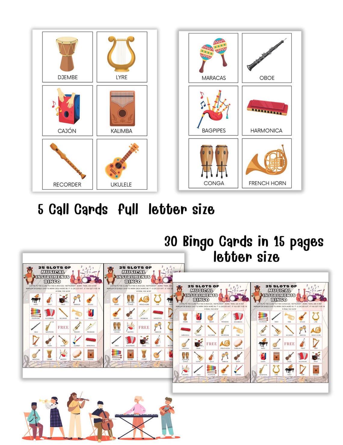 Musical Instruments Bingo Game | Music Class Printable | Kids Music ...
