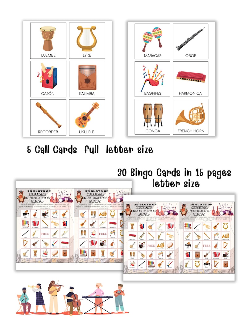 Musical Instruments Bingo Game | Music Class Printable | Kids Music ...