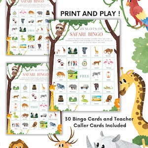 30 Safari Bingo Cards Printable Game for Kids - Etsy