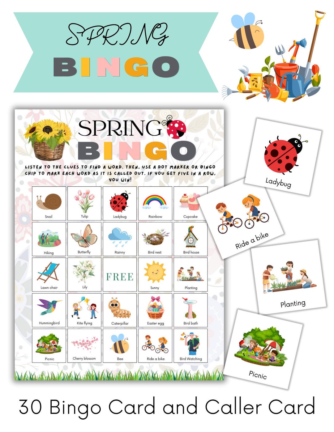 Spring Bingo Game – Printable Seasonal Activity for Kids | Spring ...