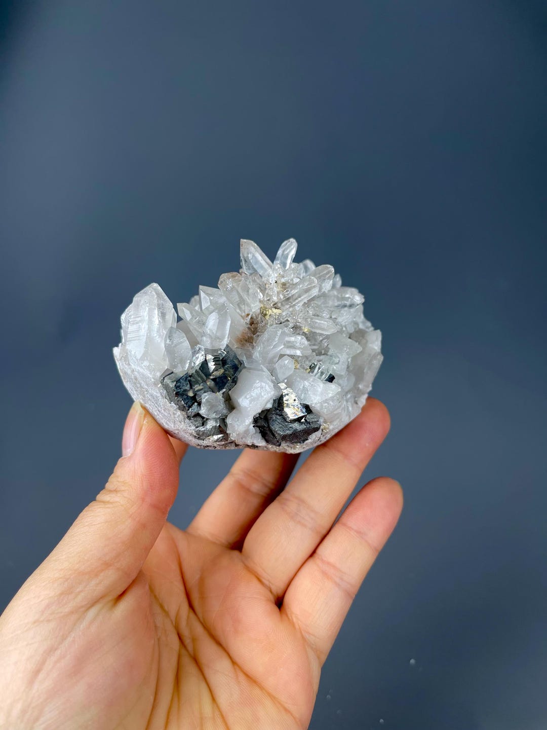 Raw YGX Crystal & Pyrite Geode: Shiny Transparent Pillar Mineral ...