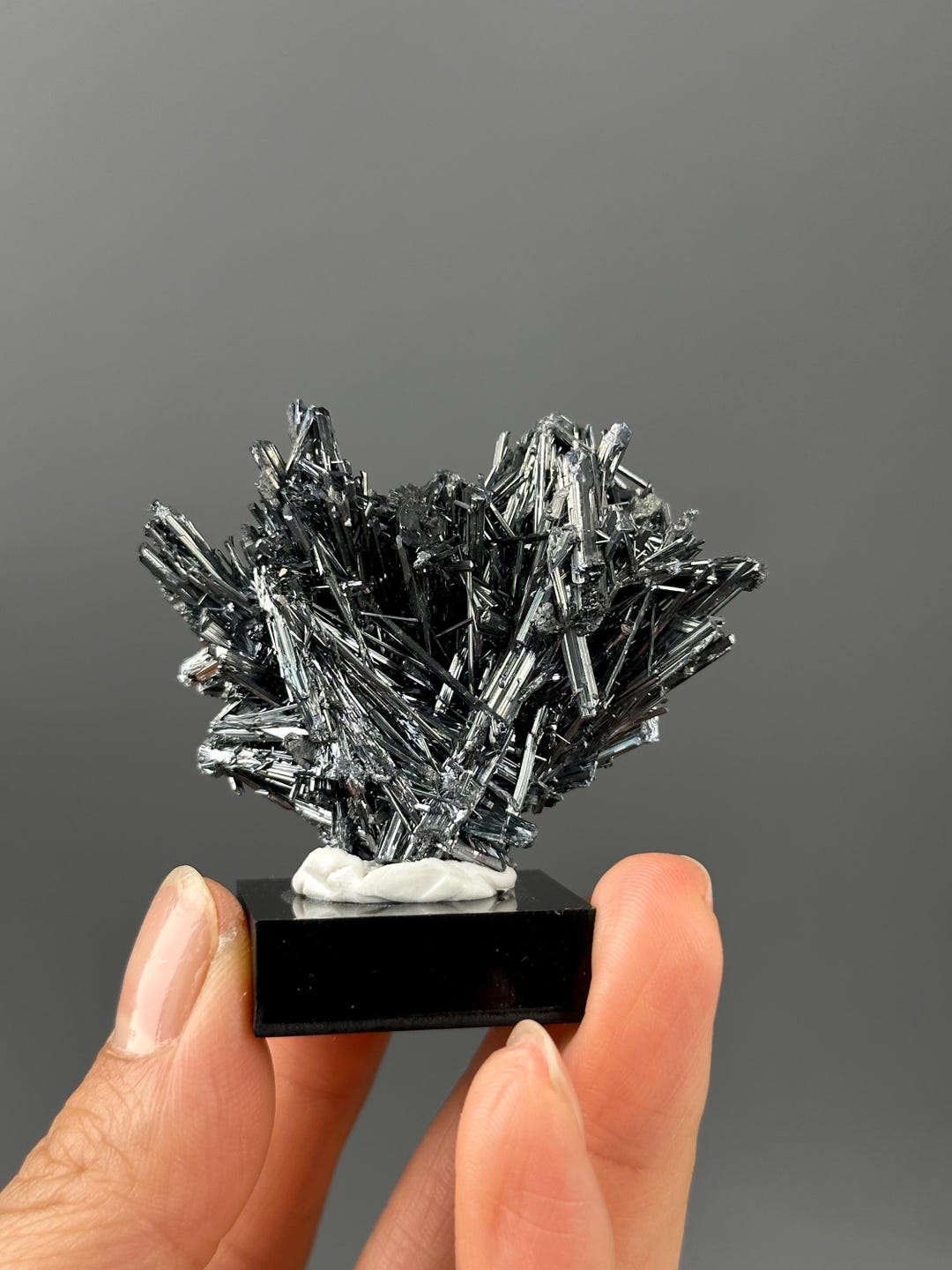 Lustrous Stibnite Crystal Cluster: Metallic Mineral Specimen From Hunan ...