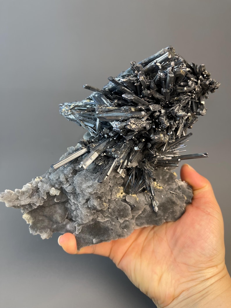Museum-grade Stibnite Specimen – Needle-like Antimony Sulfide Crystals ...