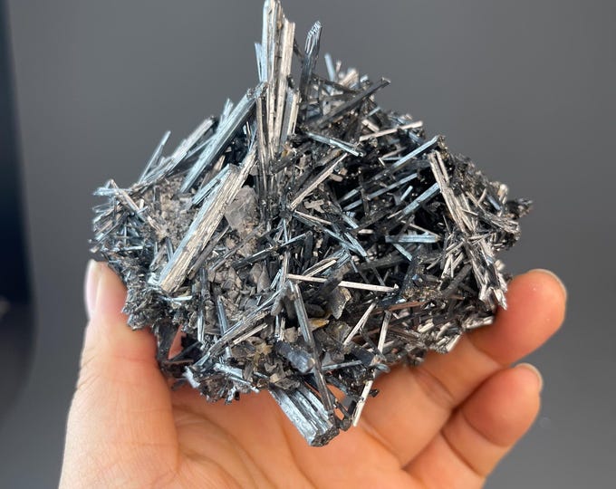 Rare Stibnite Crystal Cluster With Calcite Stunning Needle-like ...