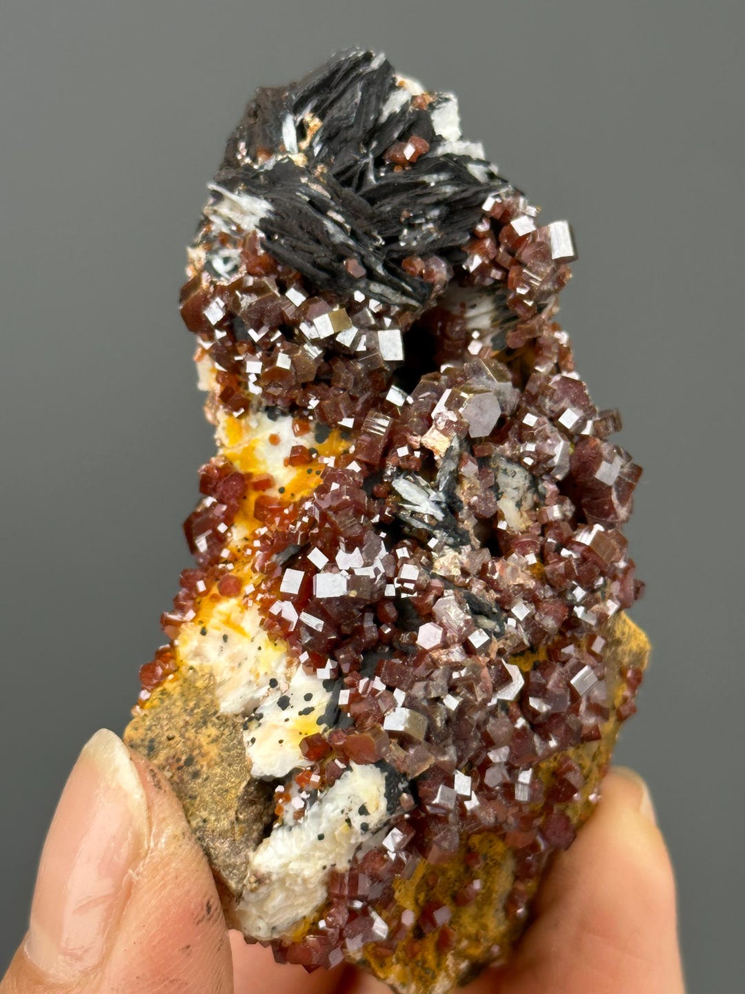 Vintage Moroccan Vanadinite Crystal Cluster: Large Gemmy Hexagonal ...