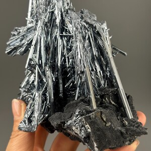 Rare Natural Stibnite Crystal Specimen: Large Metallic Needle Formation ...