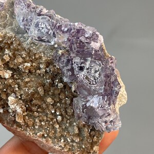 Purple Phantom Fluorite With Mica Hand-sized Specimen With Coffee-tone ...