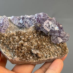 Purple Phantom Fluorite With Mica Hand-sized Specimen With Coffee-tone ...