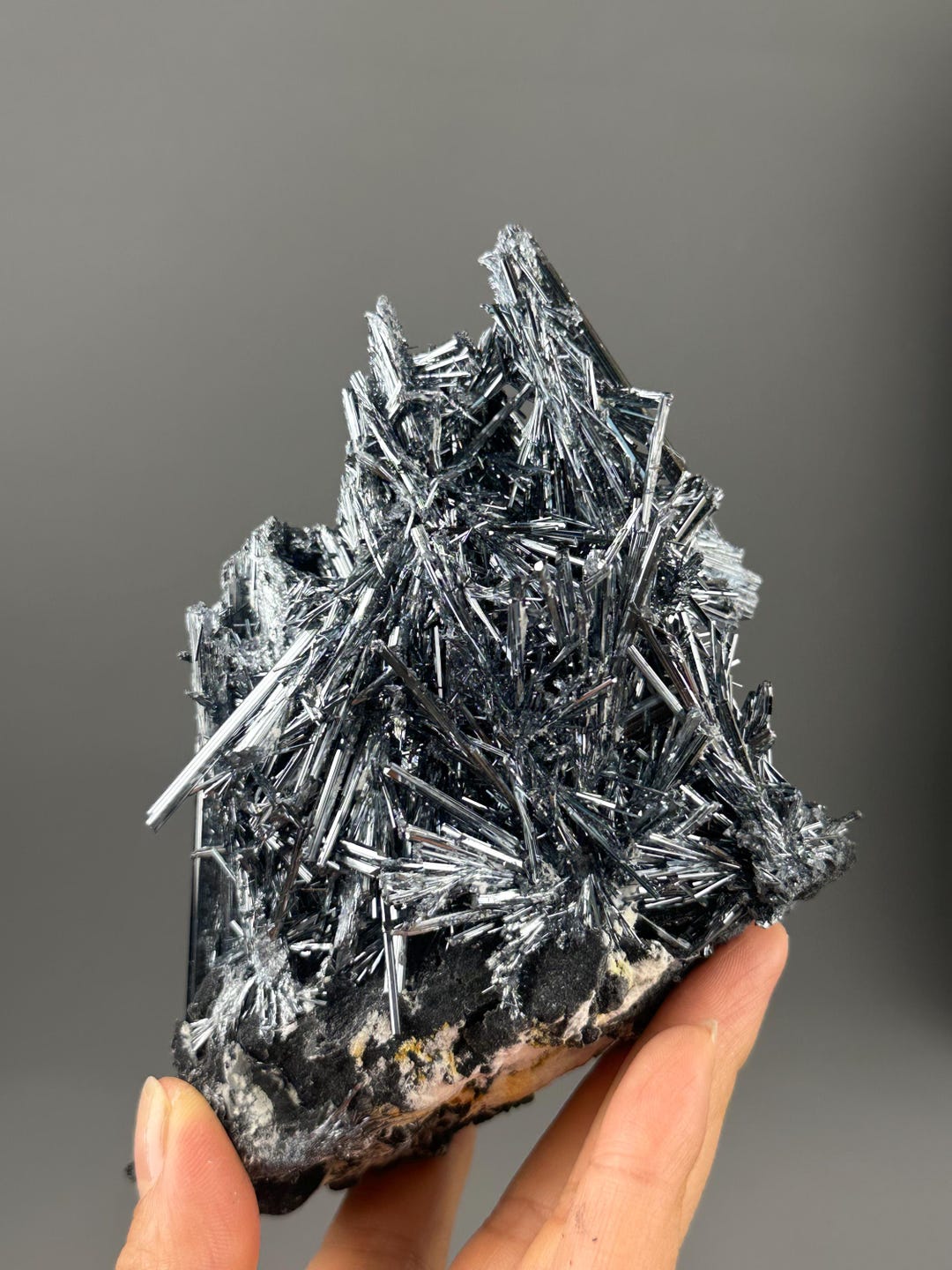 Rare Natural Stibnite Crystal Specimen: Large Metallic Needle Formation ...