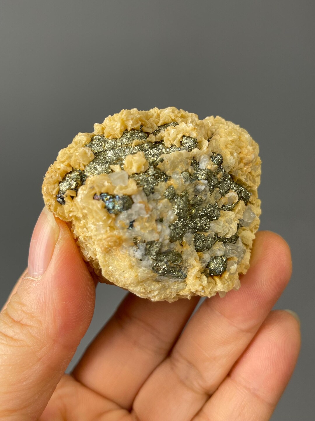 Fluorescent Dolomite With Pyrite: Pink-blue UV Mineral Specimen for ...