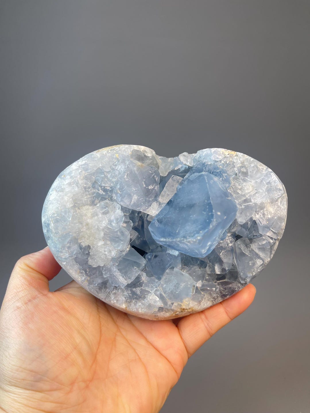 Celestite Heart Blue Madagascar | Crystal Carving | Mineral Specimen ...