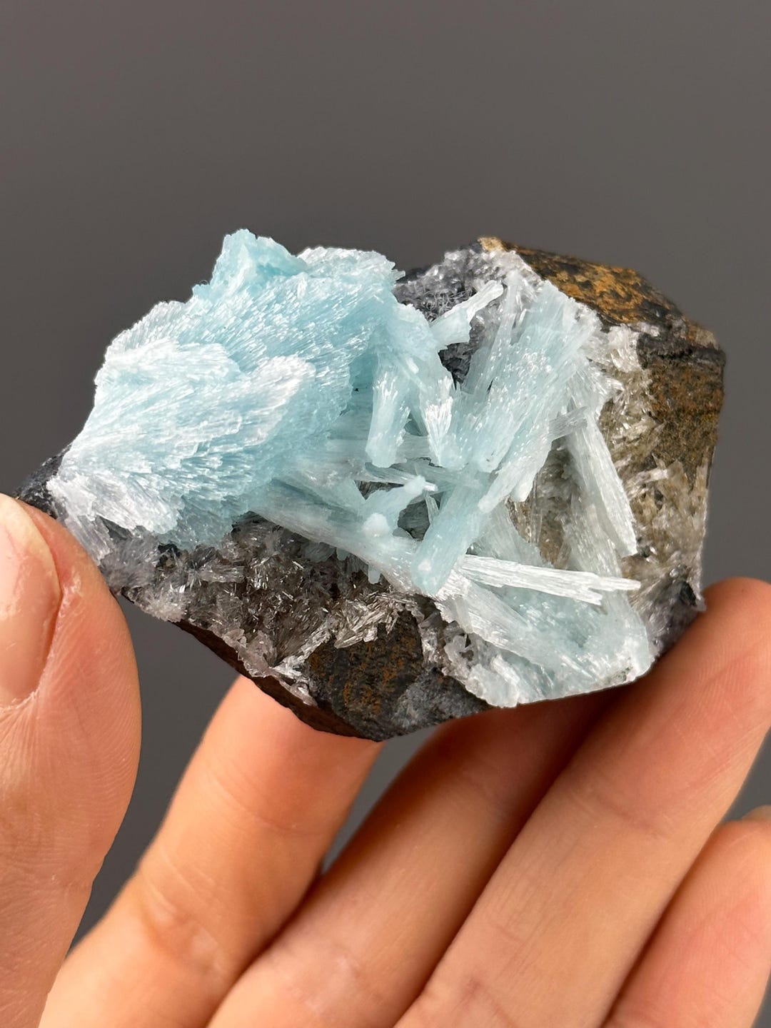 Rare Blue Hemimorphite Needle Crystal on Matrix From Yunnan: Natural ...