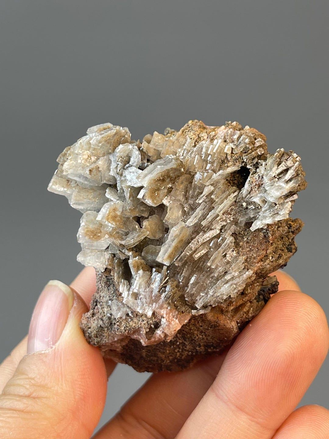 Vintage Transparent Barite Crystal Specimen on Bedrock - Authentic ...