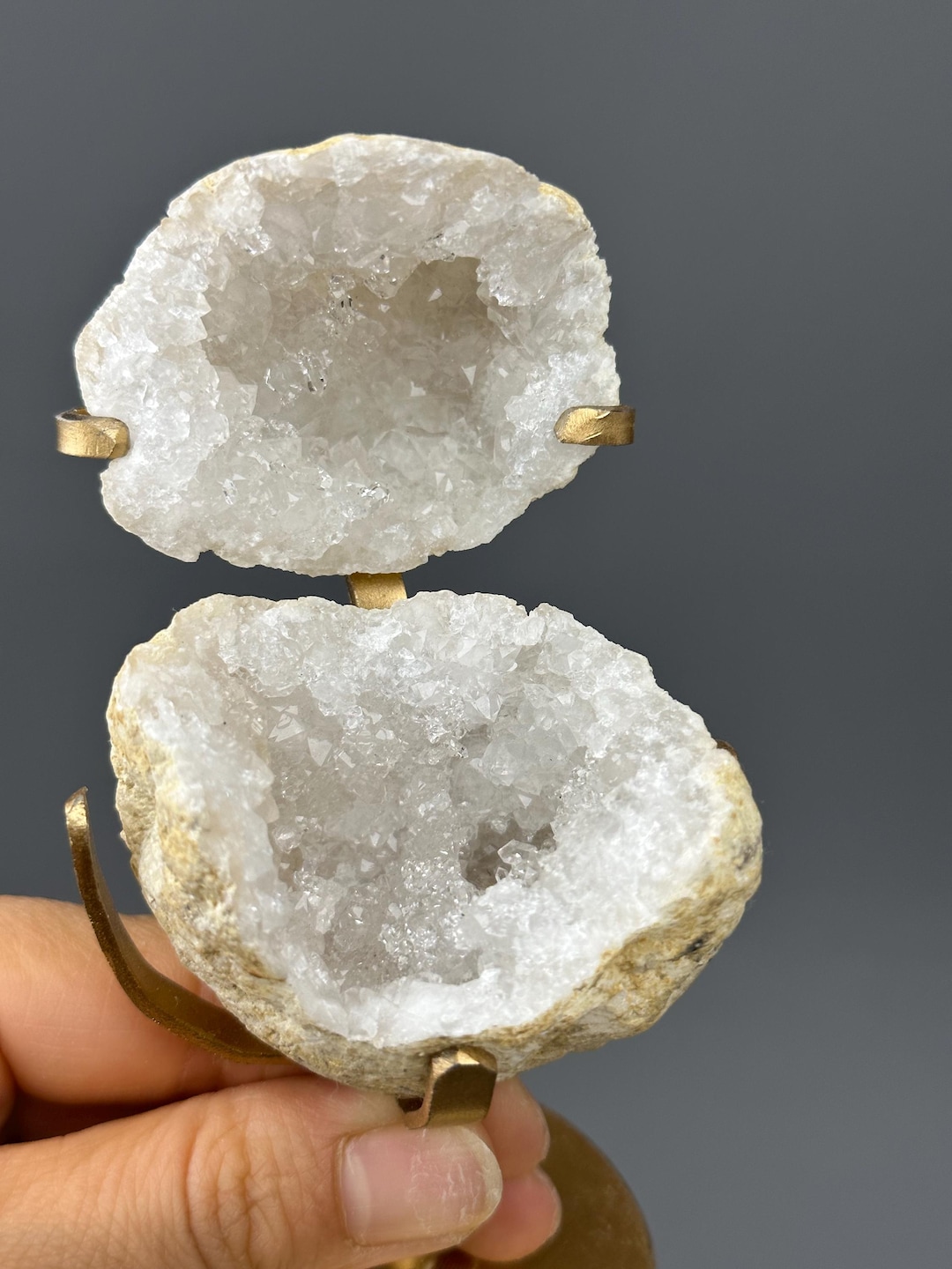 Handcrafted Quartz Geode on Gold Base | Small Sparkling Crystal Gift ...