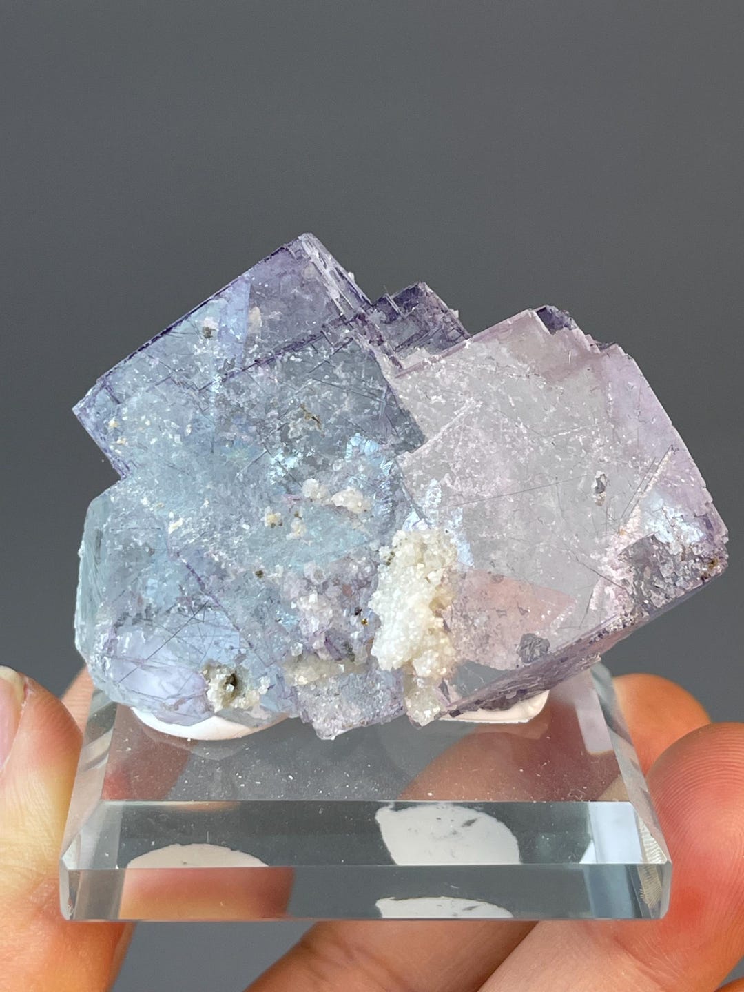 Rare Blue-purple Fluorite: Stepped Crystal With Silver Needle ...